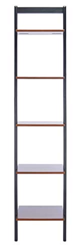 Safavieh Home Collection Allaire Honey Brown/Charcoal 5-Tier Leaning Storage Display Shelves Living Room Bedroom Office Bookcase Etagere, 0