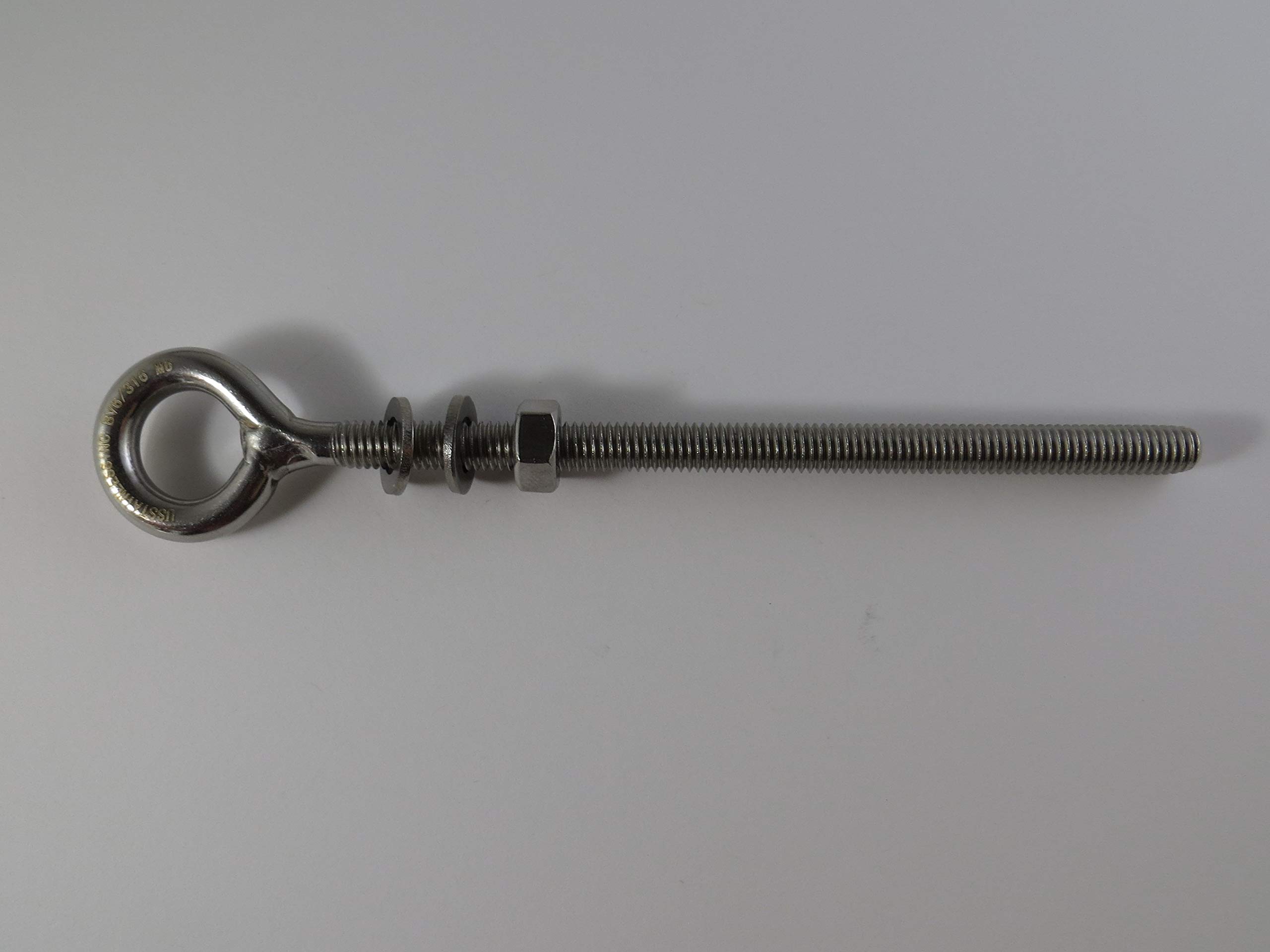US STAINLESS 2 Pieces Stainless Steel 316 M6 Eye Bolt 6mm x 100mm Marine Grade Pitch of 1