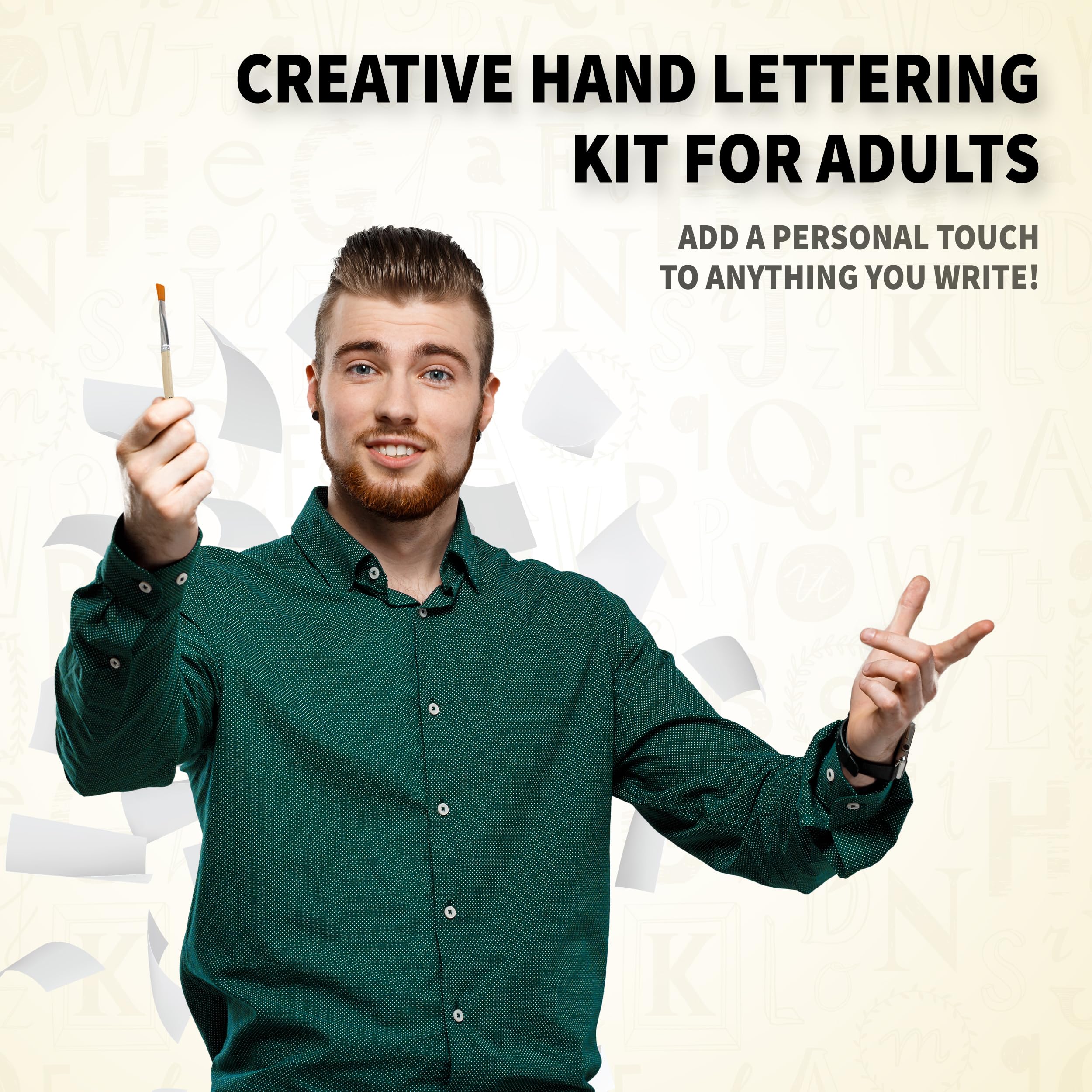 SpiceBox Creative Hand Lettering Kit, Learn Calligraphy Set with Workbook, Creative Simple Modern Letter Writing, Arts and Crafts Hobby for Adults