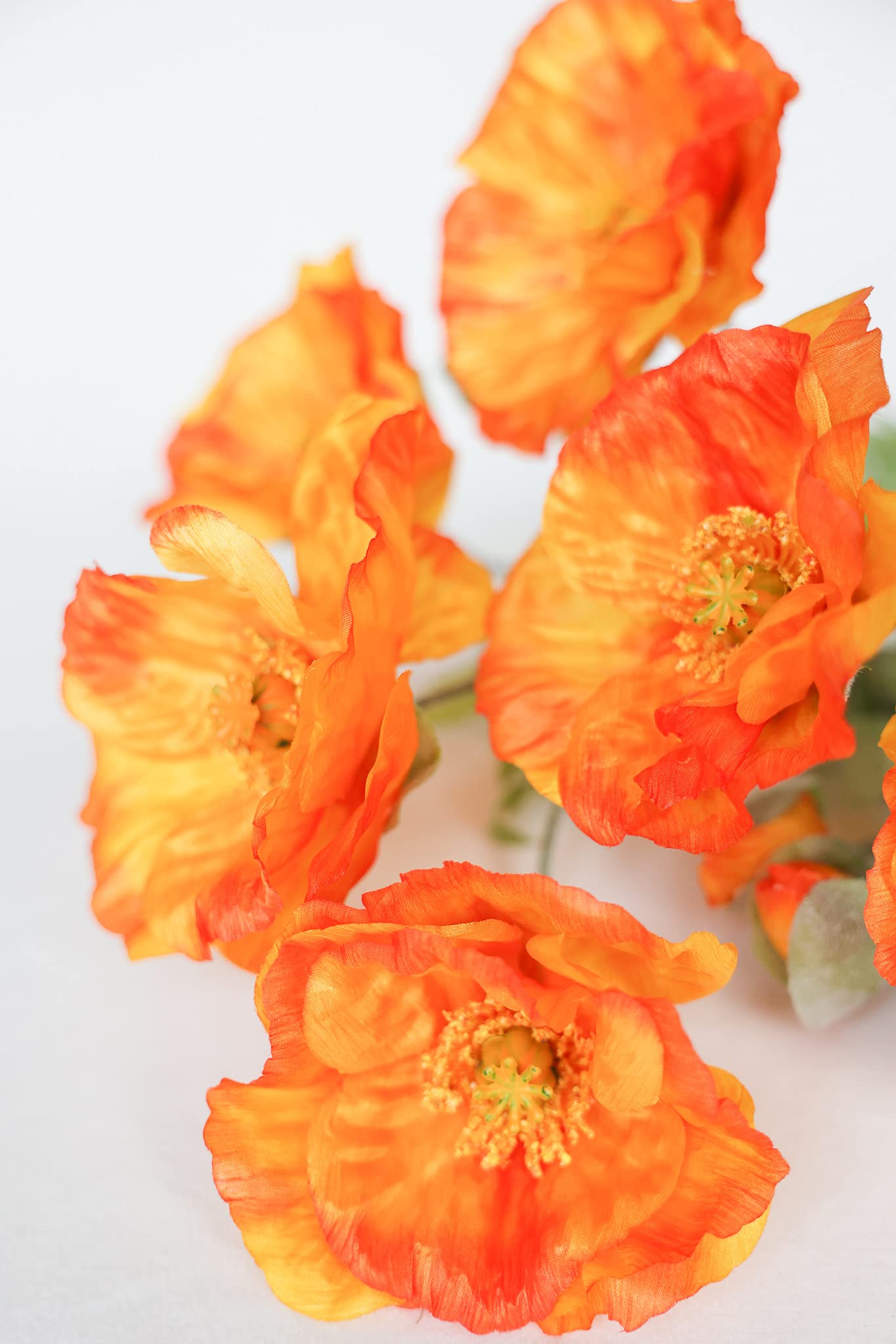 Artificial Fake Poppies | Beautiful Wedding, Home, Garden & Party Decorations | Gift Idea | 6 Wild, Vibrant Flower Stems, Handcrafted Flowers Designed by Florists (Orange)