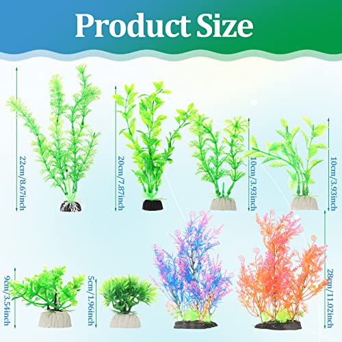 58 Pcs Artificial Aquarium Plant Plastic Fish Tank Decorations Fish Tank Accessories Aquatic Turtle Tank Accessories for Household and Office Aquarium Simulation, Small to Large
