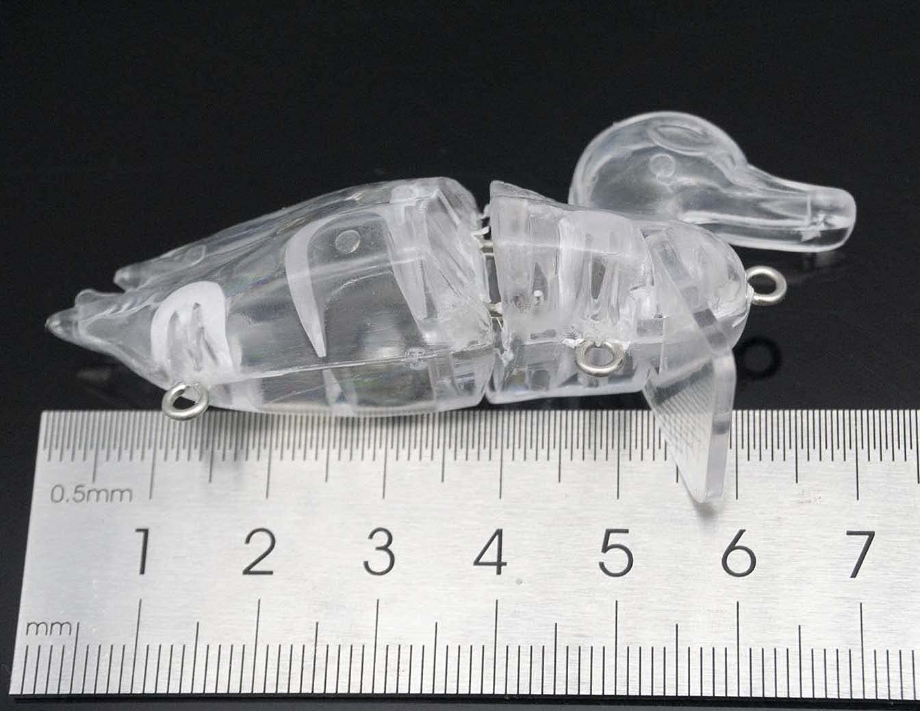 2Jointed Duck Bait 5PCS Blank Unpainted top Water Fishing Lures Topwater Swimbait Clear Hard Duck 8374# with Free Eye
