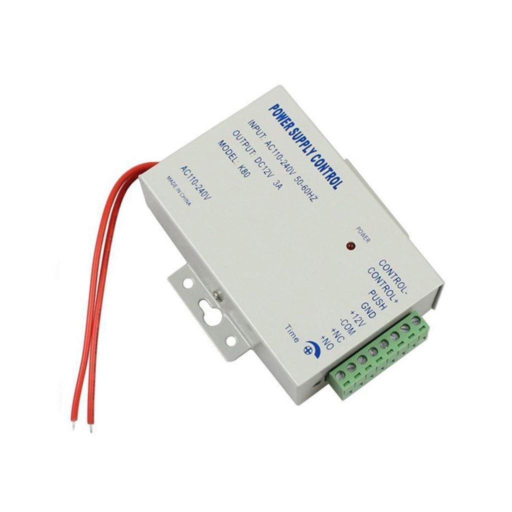 K80 12V 3A Power Supply Control for Video Door Phone System & Video Intercom Input AC 110-240V Support NO/NC Electric Door Lock and Exit Button Video Doorbell Power Supply