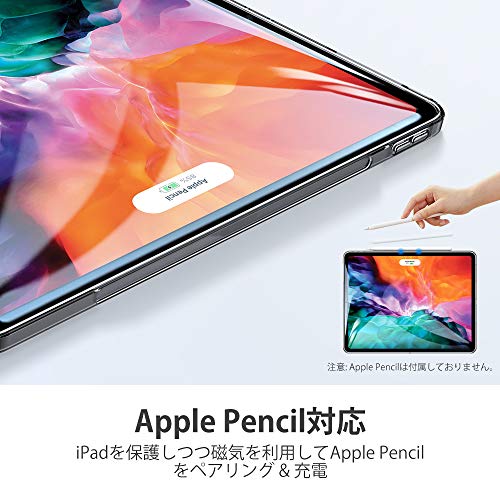 ESR Rebound Soft Shell Case for iPad Pro 12.9" 2020 & 2018, Clear TPU Back Cover, Supports Pencil Wireless Slim-Fit Shell Case, for iPad Pro 12.9", Translucent Black