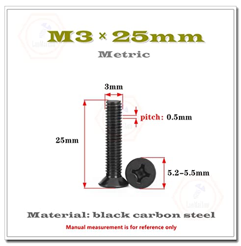 50pcs M3-0.5Γ25mm Laptop Notebook Computer Carbon Steel Screws Kit Set, Flat Head Phillips Cross Screw Assortments, Countersunk ssd Screws for SSD Toshiba DELL Sony Samsung
