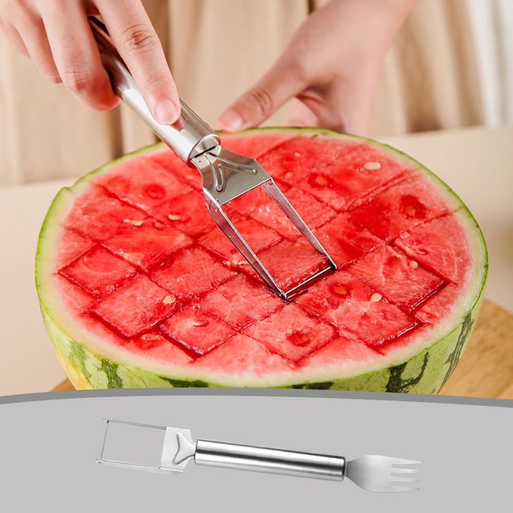 2PCS 2-in-1 Stainless Steel Fruit Cutter Watermelon Cutter,2024 Newest Watermelon Slicer Watermelon Cutter Melon Cutter Tool,Watermelon Cutting tool Stainless Steel Fruit Cutter for Kitchen (2pc)