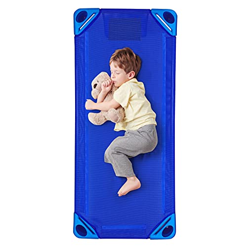 Costzon Daycare Cots for Kids, Pack of 4, 51β L x 23β W Stackable Nap Cots with Easy Lift Corners, Ready-to-Assemble, Preschool Classroom Daycare Beds for Sleeping, Resting, Naptime (Multicolor)