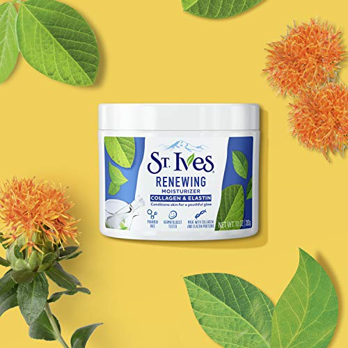 St. Ives Face Moisturizer Cream, Collagen and Elastin, Renewing Facial Moisturizer for Women, Paraben Free, Dermatologist Tested Daily Moisturizing for Dry Skin Cruelty Free, 10 oz, 4 Pack