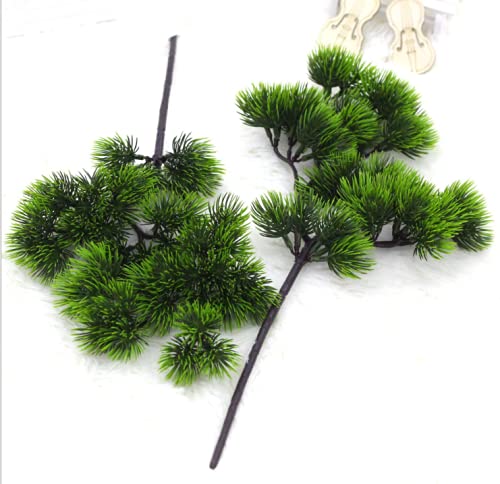Artificial Pine Needles Pine Branches Green Leaves Spray Fake Greenery for Garland Wreath Christmas Embellishing Garden Wedding Home Outdoors Decorations (5)