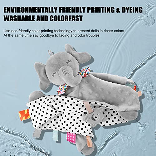 Baby Comforter Blanket,Elephant Blanket,Sweet Loveys for Babies, Cuddle Blanket,Baby Cuddly Toy with Crinkle Foil and Bell,Soft Comforter for Newborn,Baby boy & Girl Gift (Elephant)