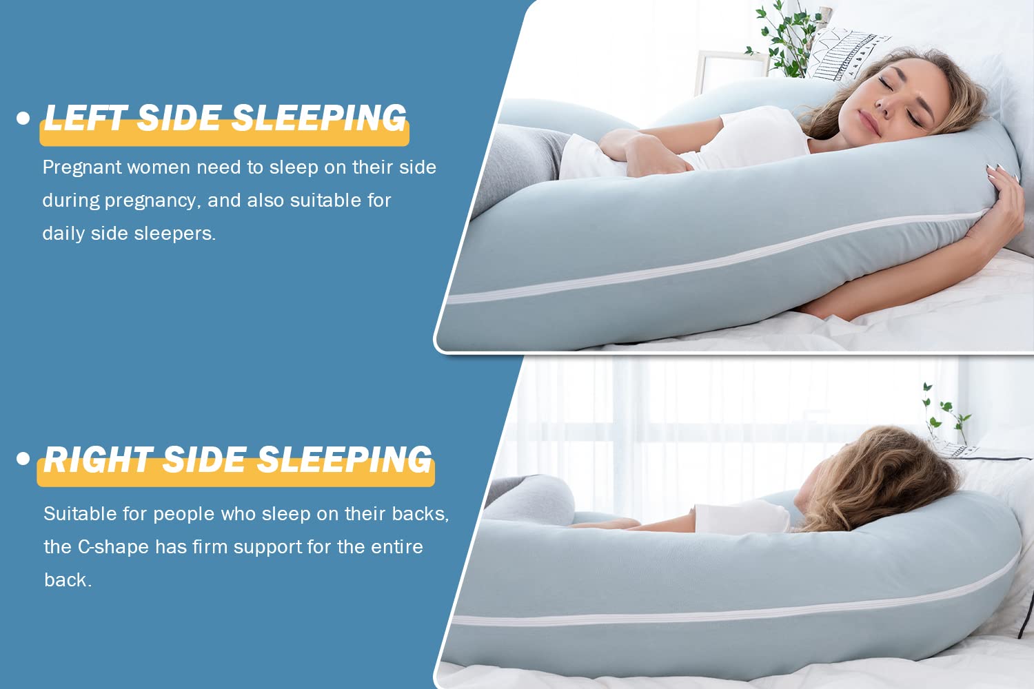INSEN Pregnancy Pillow,Maternity Body Pillow with Velvet Cover,C Shaped Body Pillow for Sleeping (Green Jersey)