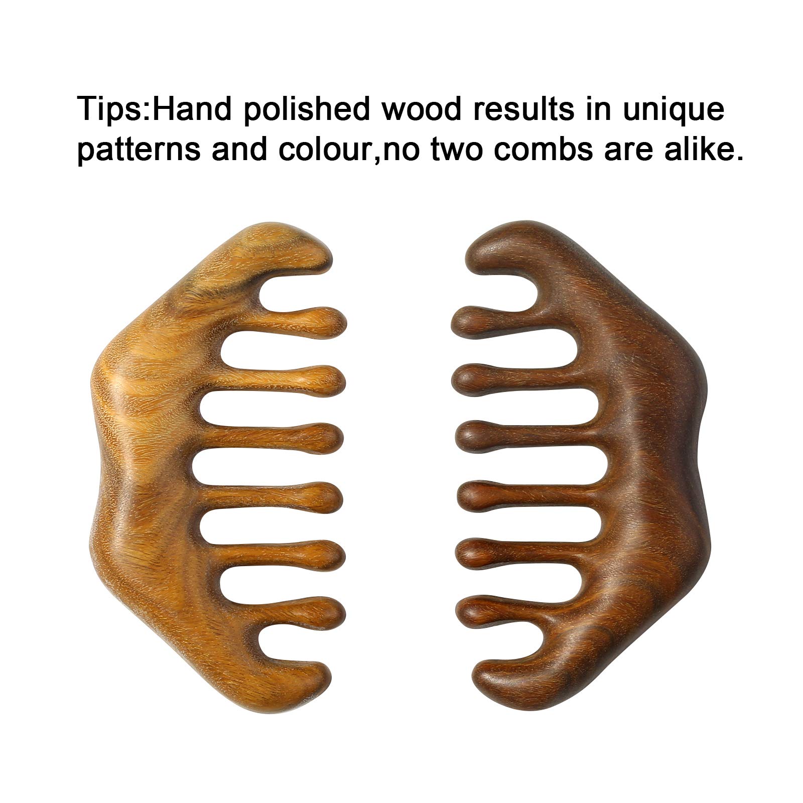 Wooden Wide Tooth Comb - Natural Scalp Massager for Hair and Meridian Relaxation. Brown