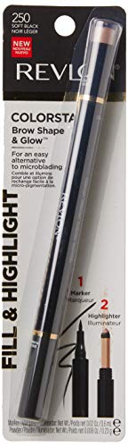 Revlon Colorstay Shape & Glow Eye Brow Marker and Highlighter, Soft Black, 0.02 Oz (Marker), 0.008 Oz (Highlighter)