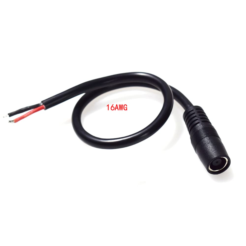 3PCS DC7909 DC8mm Power Cable, 12V 24V DC 8mm Female Plug to Bare Wire Open End Power Wire Supply Repair Cable, 16AWG DC 7.9 x 5.5mm Barrel Connector Pigtail for Solar Cell,Outdoor Power Supply(0.3m)