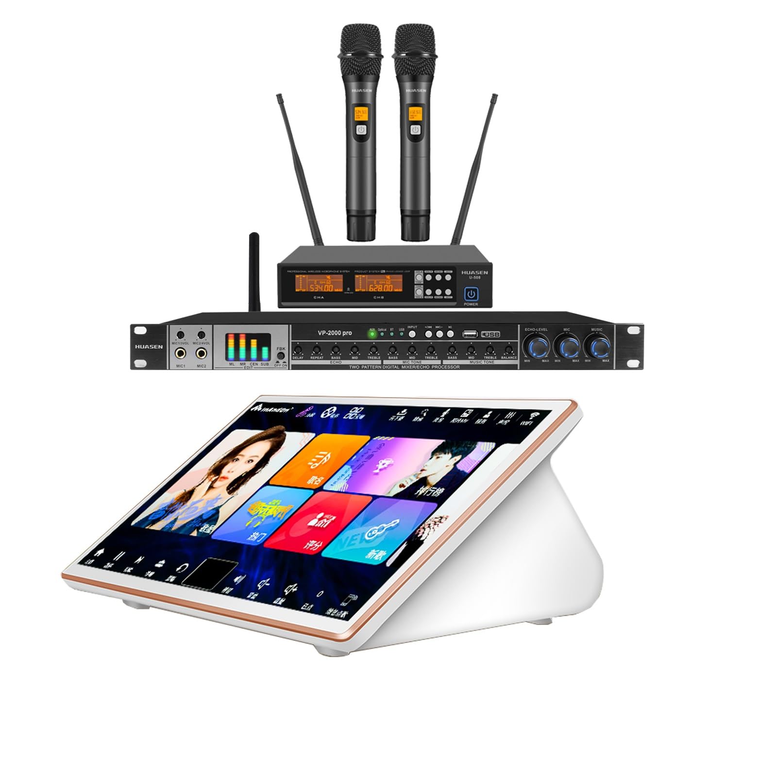 2022 New inandonkod Karaoke Machine 音王KV-503 Max 21.5 Inch Touch Screen Wireless Microphone with Effect Cloud Update Download Song Family Party Karaoke Playback (6T Harddisk, Black)