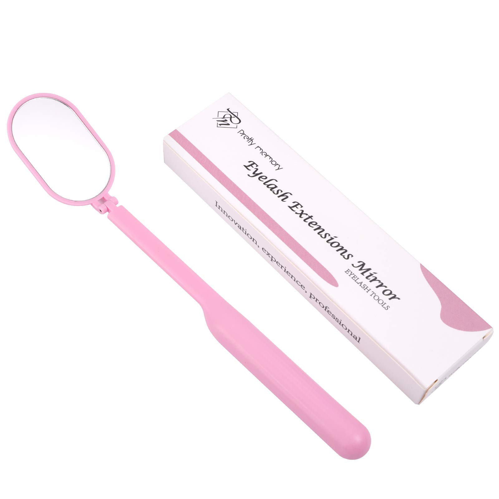 Pretty memory Lash Mirror, 270 Degree Free Rotation Lash Extension Supplies, Lightweight Makeup Mirror for Eyelash Extensions Supplies (Pink)