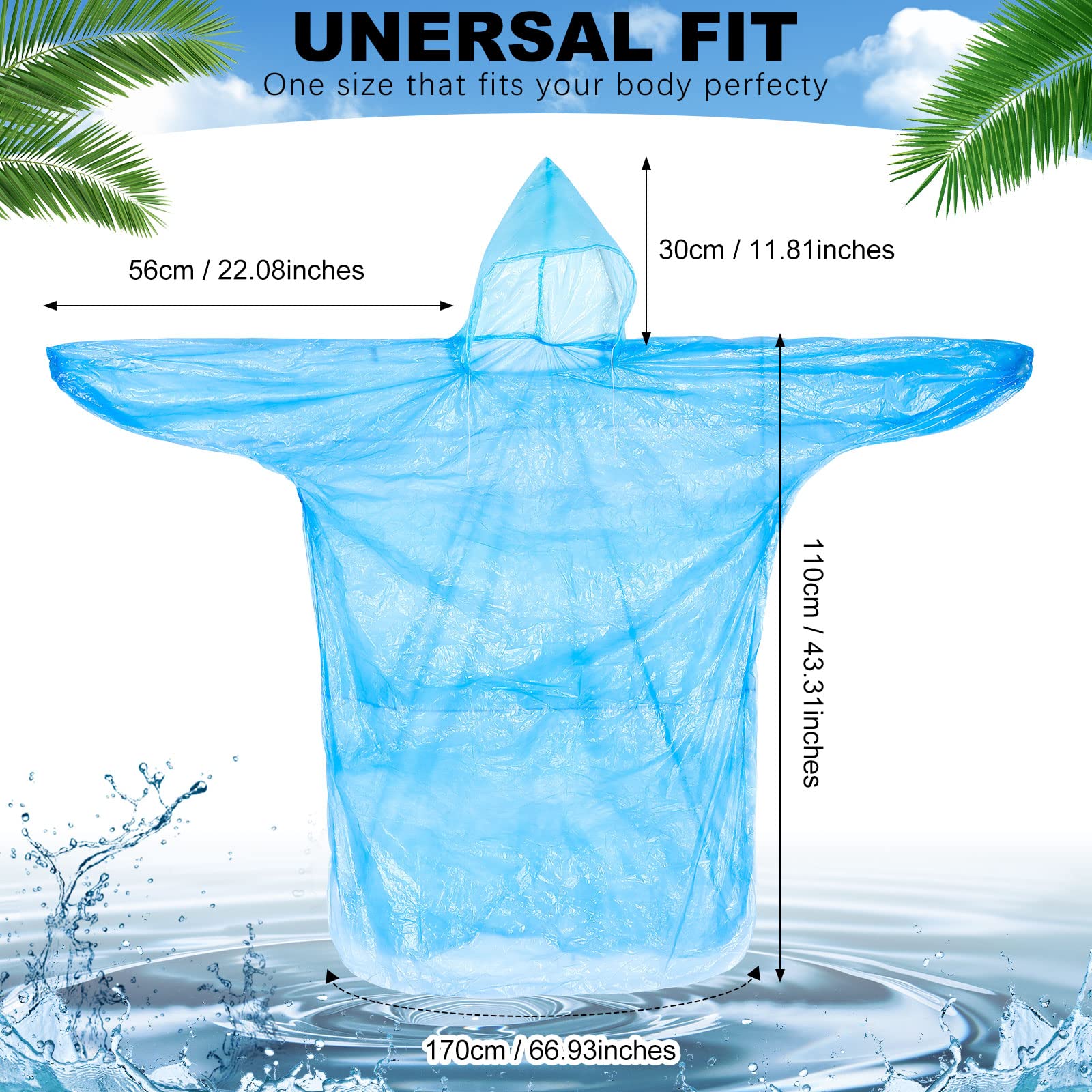 200 Pieces Adults Rain Ponchos Bulk 5 Colors Disposable Rain Ponchos with Hoods Emergency Disposable Raincoat Individually Wrapped Waterproof Plastic Ponchos for Man Women Traveling Camping Hiking