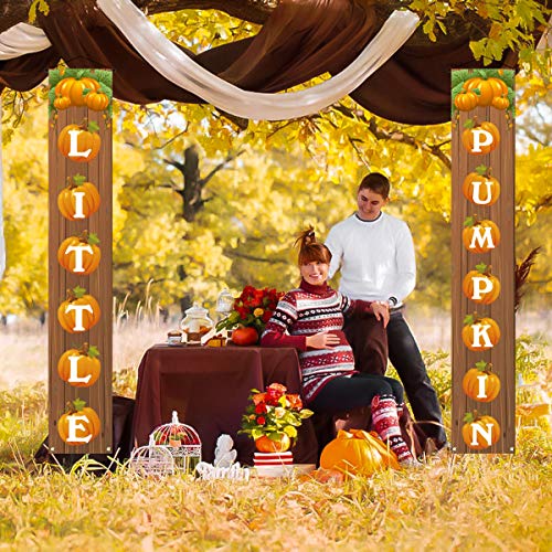 Welcome Little Pumpkin Banner,Rustic Fall Autumn Pumpkin Baby Shower&Birthday Party&Gender Reveal Decoration Backdrop for Home Farmhouse