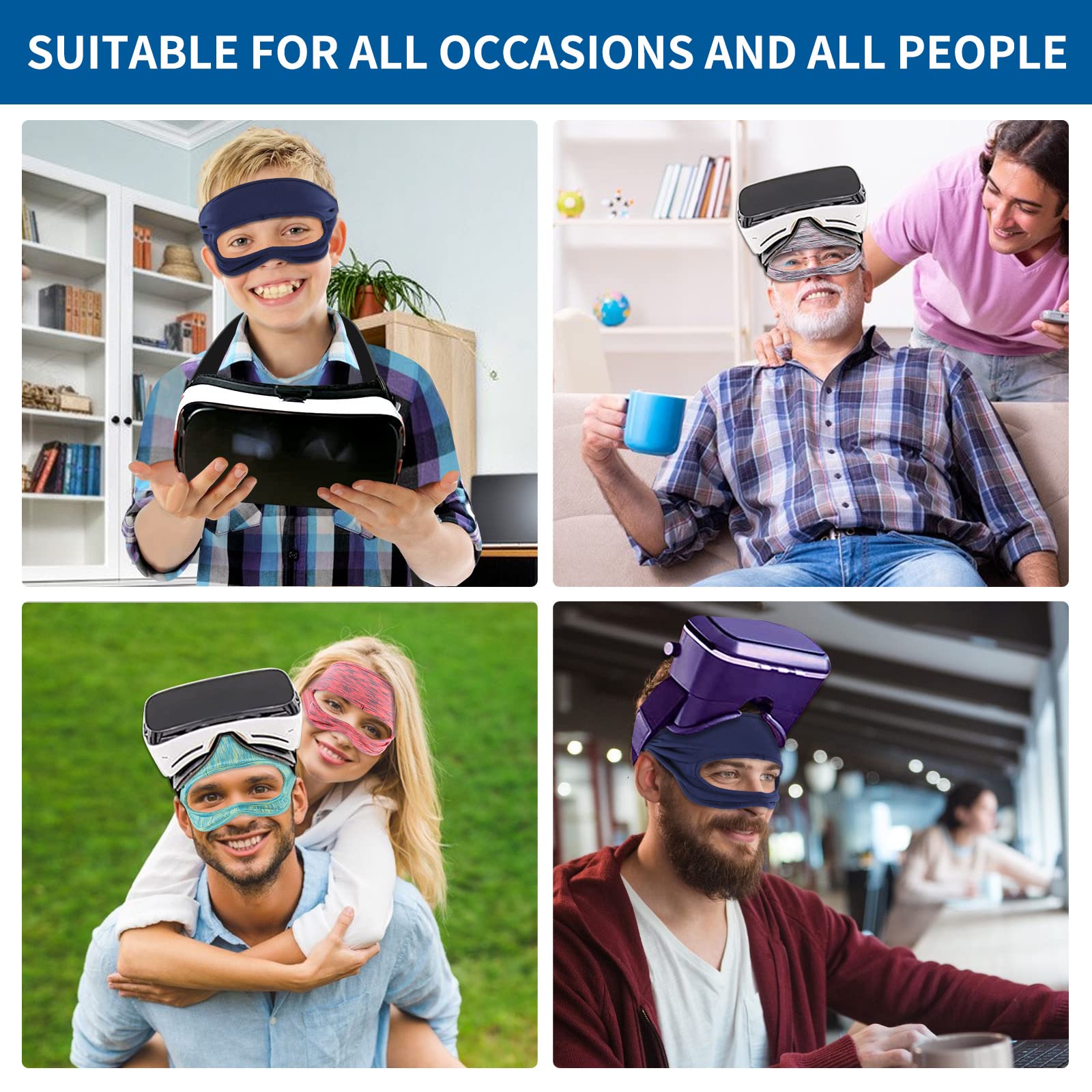 2BK VR Masks Sweat Band VR Face Cover for Quest 2 with Adjustable Velcro, Suitable for VR Fitness, VR Virtual Platform, Quest 2 HeadSets (4 PCS)