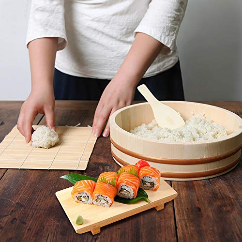 Gaozhengde 10.6 Inch Wooden Sushi Rice Bowl Hangiri Sushi Oke Rice Mixing Tub