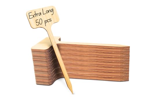 50pcs Extra Long Plant Labels, Bamboo T-Type Plant Tags, (2.25" x 1.5" x 7")