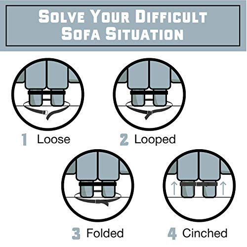 Couch Clamp PRO Non-Slip Sectional Connectors with Hook-and-Loop Cinch Clips for Sliding Sofas - Prevents Floor Scratches and Big Gaps in Your Couch with Easy Install No Tools Required (4 Pack)