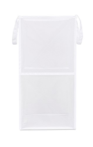 BIRDROCK HOME Pop-Up Magic Hamper - Collapsible Mesh Laundry Hamper - Square - Carry Handles - Dirty Laundry Sorter Mesh Basket - White