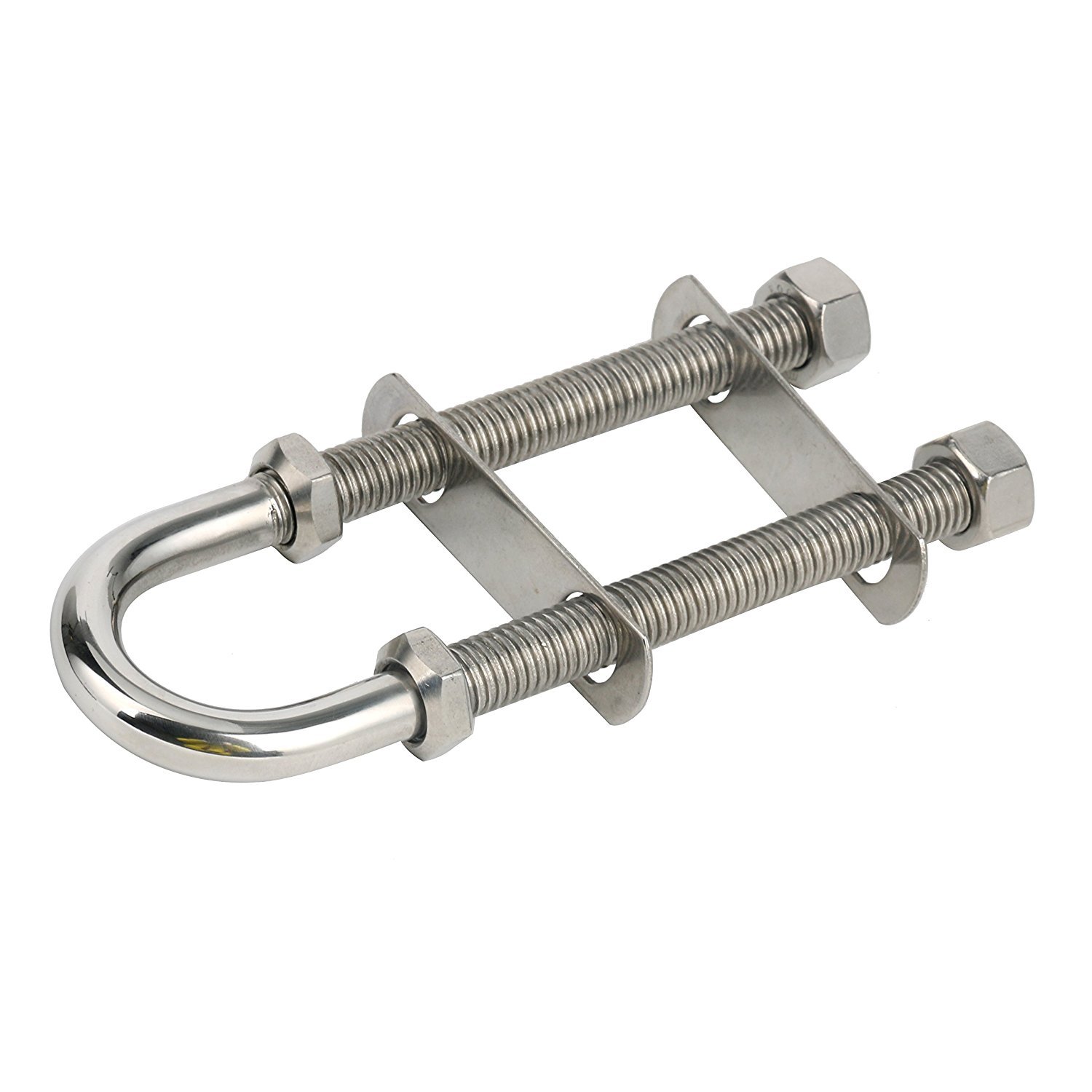 Amarine-made Stainless Steel Marine Boat Stern Bow Eye Tie Down U Bolt (1/2-Inch and 3/8-Inch Optional) (Silver, 3/8" Dia - 2-1/2" Thread Lenght)