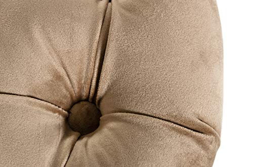 Limari Home Alban Collection Glam Style Living Room Velvet Fabric Upholstered Diamond Button Tufted Sofa With Gold Stainless Steel Accents, Beige