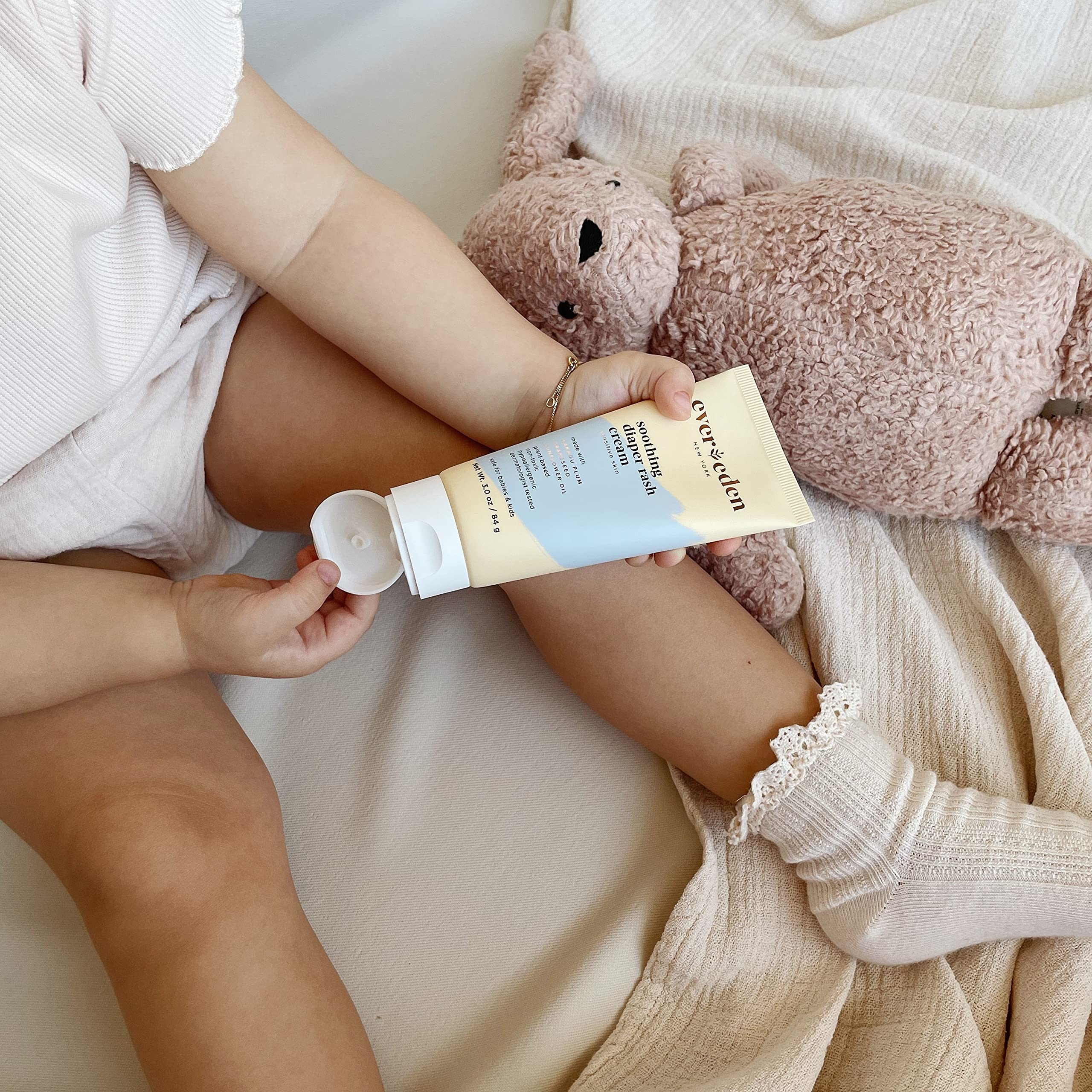 Evereden Soothing Diaper Rash Cream 3.0 oz | Clean and Unscented Diaper Care | Non-toxic and Fragrance Free