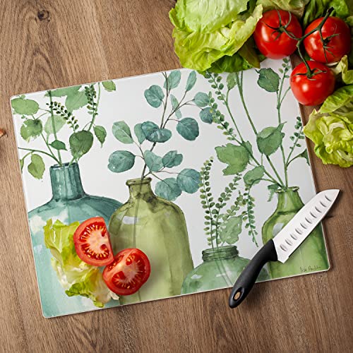 CounterArt Greenery 3mm Heat Tolerant Tempered Glass Cutting Board 15β x 12β Manufactured in the USA Dishwasher Safe
