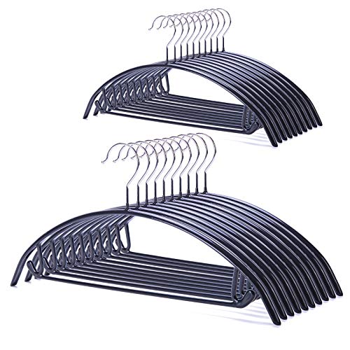 Nature-Smile 20 Pack Non Slip Suit Hanger,Coat Jacket Hangers,Sweater Hangers,PVC Coating Metal Hangers for Pants,Shawls,Belts,Bras - Dimple & Crease Free T Shirt Hangers,Black Color…