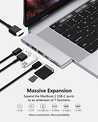 Purgo USB C Hub for MacBook Pro 13 M2 Air 2022/2021-2018, MacBook Adapter with 4K HDMI, 100W PD, 40Gbps TB3 5K@60Hz, USB-C, 2 USB 3.0 and SD/Micro Card Readers