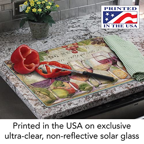 CounterArt Wine Country Decorative 3mm Heat Tolerant Tempered Glass Cutting Board 15" x 12" Made in the USA Dishwasher Safe