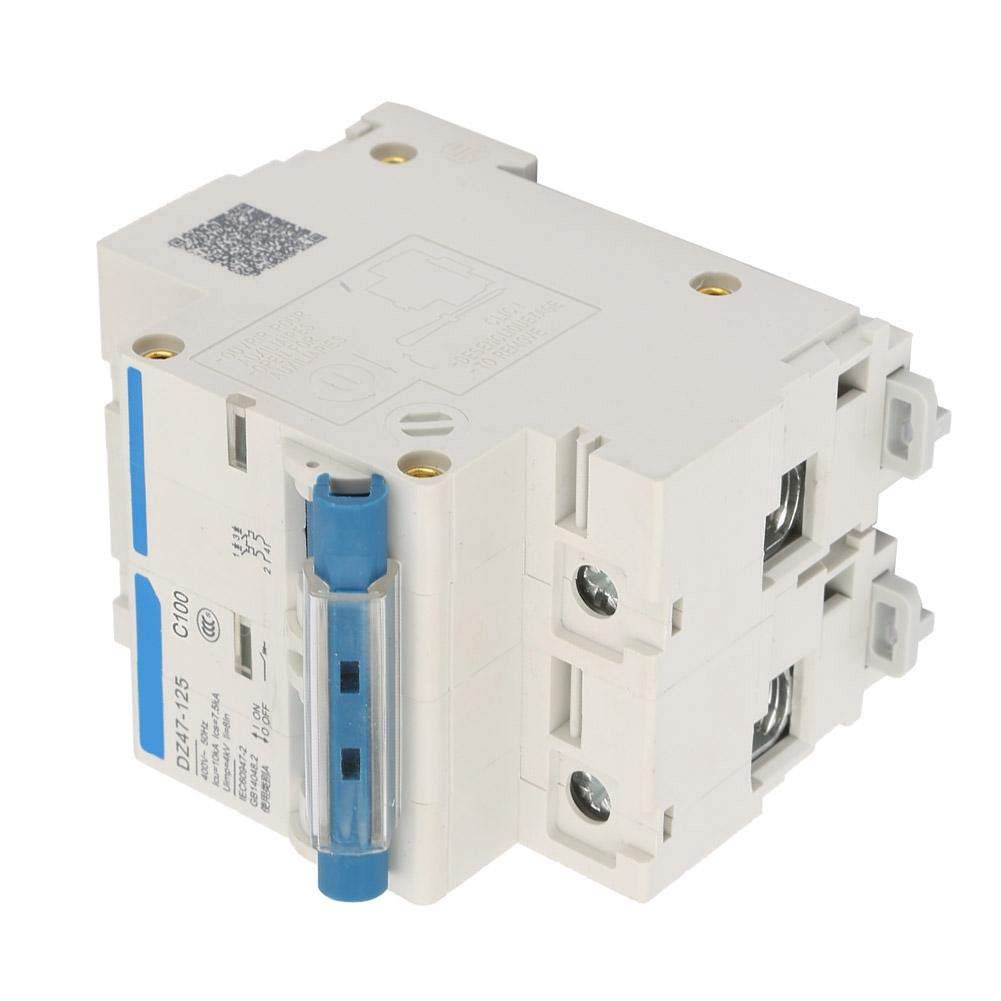 Current Circuit Breaker, DZ47-125 2P Current Miniature Circuit Breaker 400V 80/100/125A Leakage Protection Switch Supplemental Protection(100A)