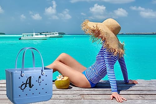 Bag Charms for Bogg Bag Accessories Decorative + 1pcs Bogg Bag Insert Carabiner Keys Holder Set,Alphabet Letters and Rubber Tassel Hanger Holder Hook for Beach,Tote Bag (M, Letter A)