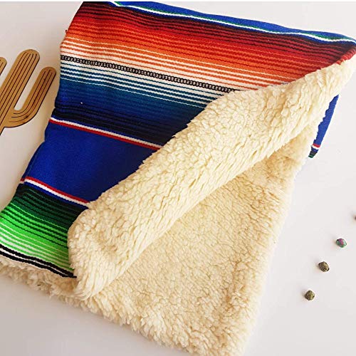 Bebe Trapoz Sarape Baby Blanket, cozzy Quilt, Mexican Blanket, Swaddle balnket, Lovey Blanket (Blue)