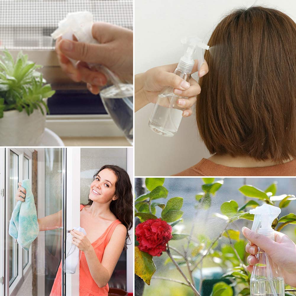 3 Pack Empty Spray Bottle, 200ml Clear Plastic Spray Bottle Refillable Trigger Sprayer, Plant Mister for Cleaning Solutions, Hair Care, Essential Oils