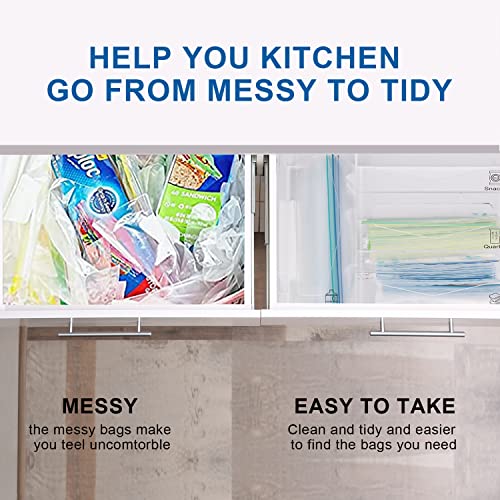 Bag Storage Organizer, Ziplock Bag Organizer Acrylic Food Plastic Bag Dispenser For Kitchen Drawer Or Wall Mount Compatible With Gallon, Sandwich, Snack Various Size Bags