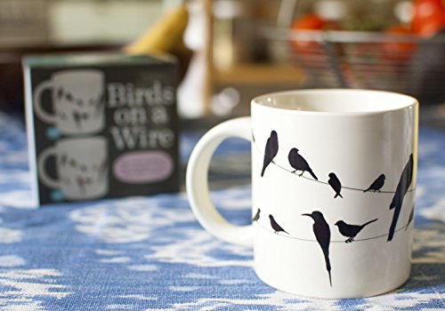 Birds on a Wire Heat Changing Mug - Add Coffee and Colorful Birds Appear