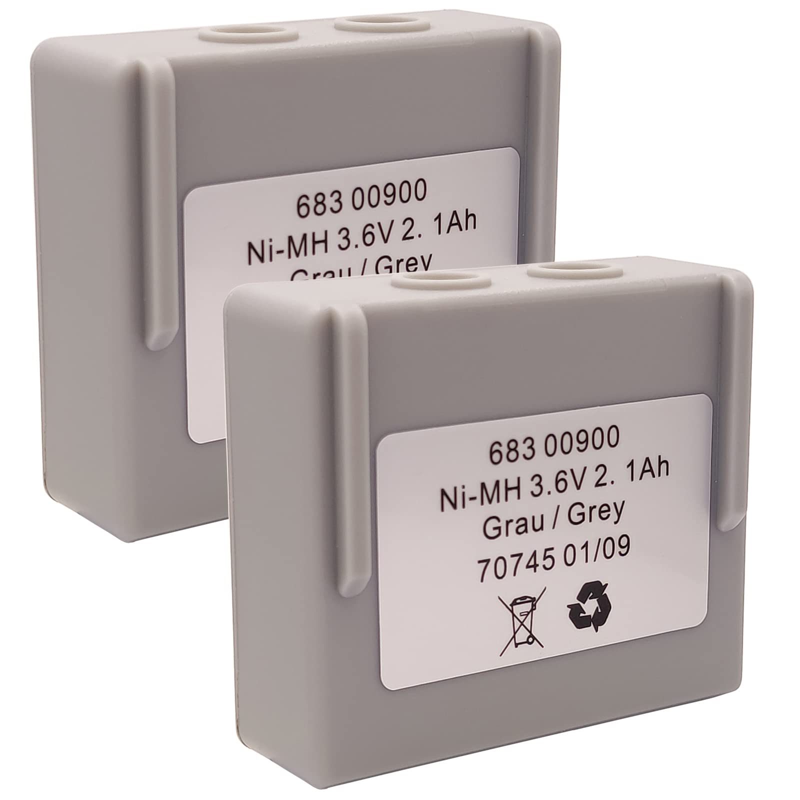 3.6V 2100mAh 2.1Ah Ni-Mh Rechargeable Battery 68300900 for HETRONIC Remote Control, Grey 683 00900 Battery, Pack of 2