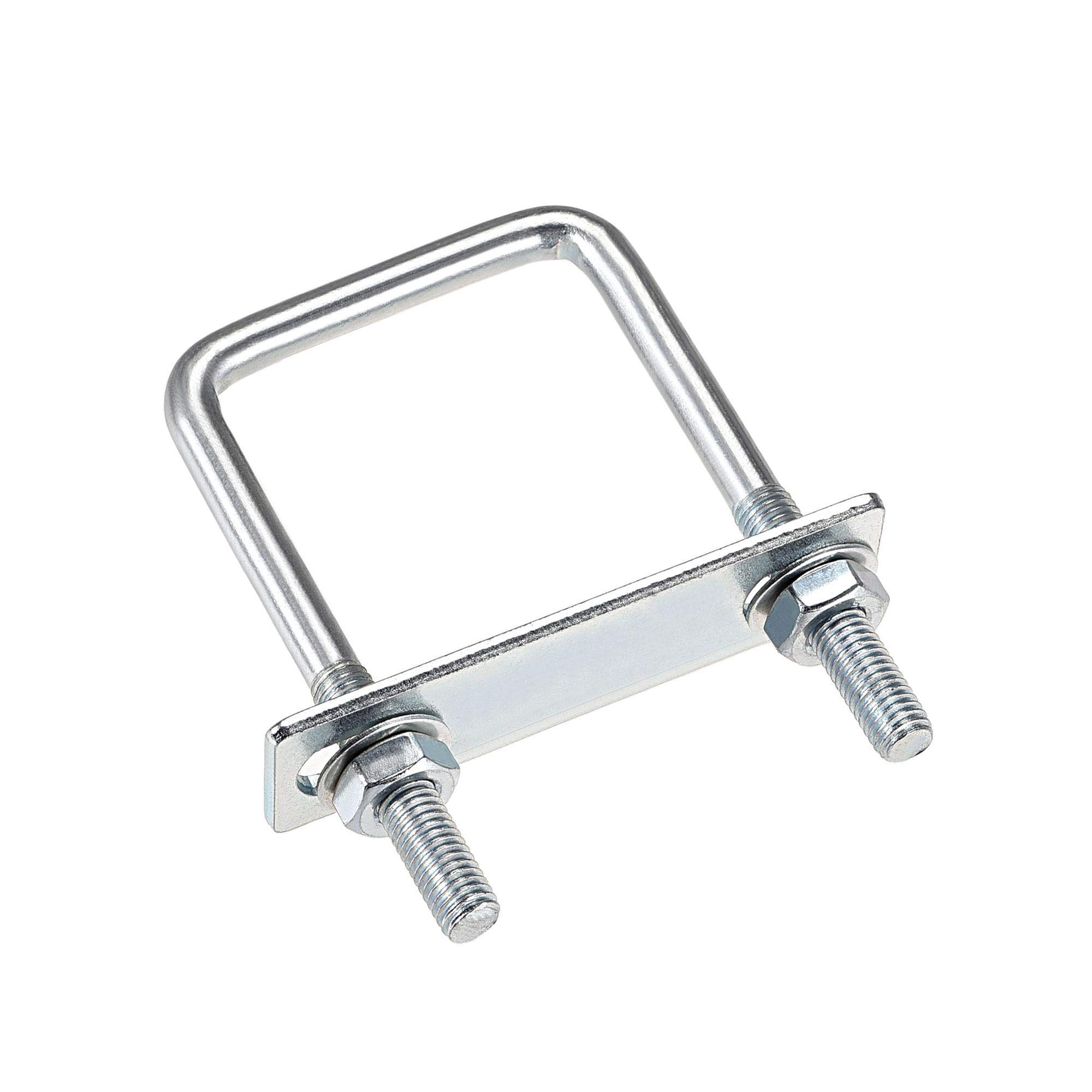 uxcell Square U-Bolts 2"(50mm) Inner Width 100mm Length Carbon Steel M8 with Nuts, Frame Plate, Round Washers 2 Set