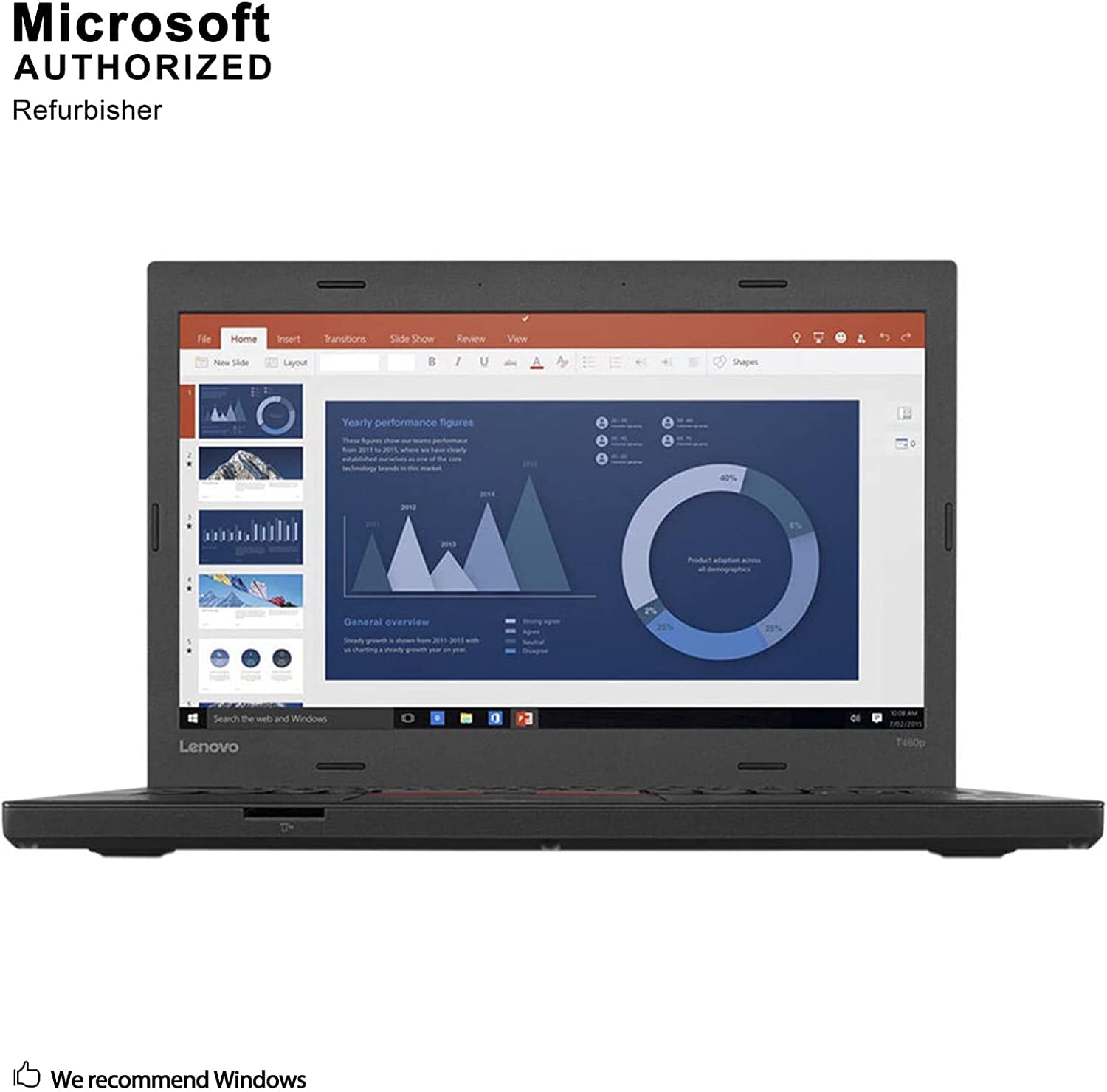 Lenovo Notebook 20FW002DUS 14inch ThinkPad T460p i5-6440HQ 8GB 256GB SSD HD Graphics 530 Windows 10 Professional Retail (Renewed)