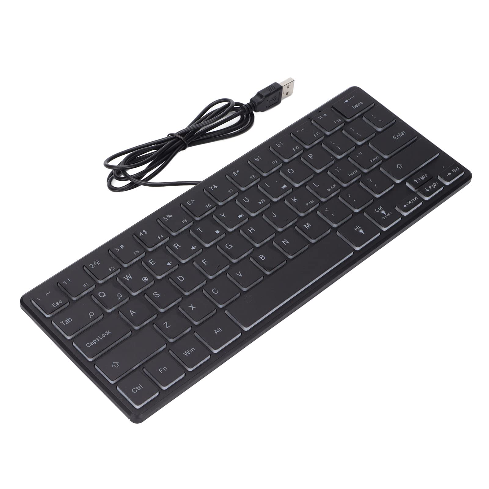 ASHATA Mini USB Wired Gaming Keyboard 64 Keys RGB Backlights Computer Gaming Keyboard for Desktop Notebook Computer, Plug and Play