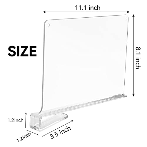 gbayle 10 PCS Acrylic Clear Closet Shelf Divider,Closet Organization for Wooden Shelving Suitable for Vertical Shelves Or Bedroom, Kitchen,Books,Towels and Hats, Purses Separators and Office