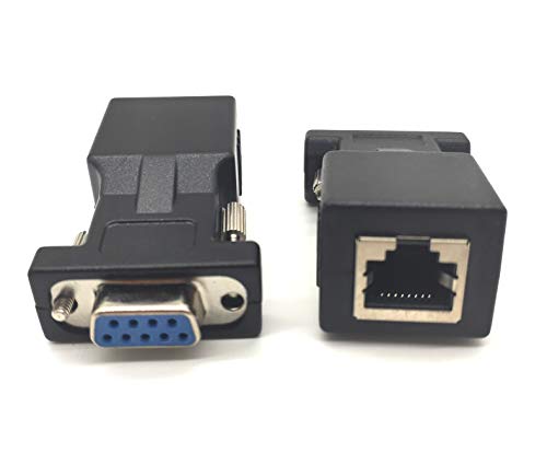 Qaoquda DB9 to RJ45 Female Adapter, 2 Pack, Black