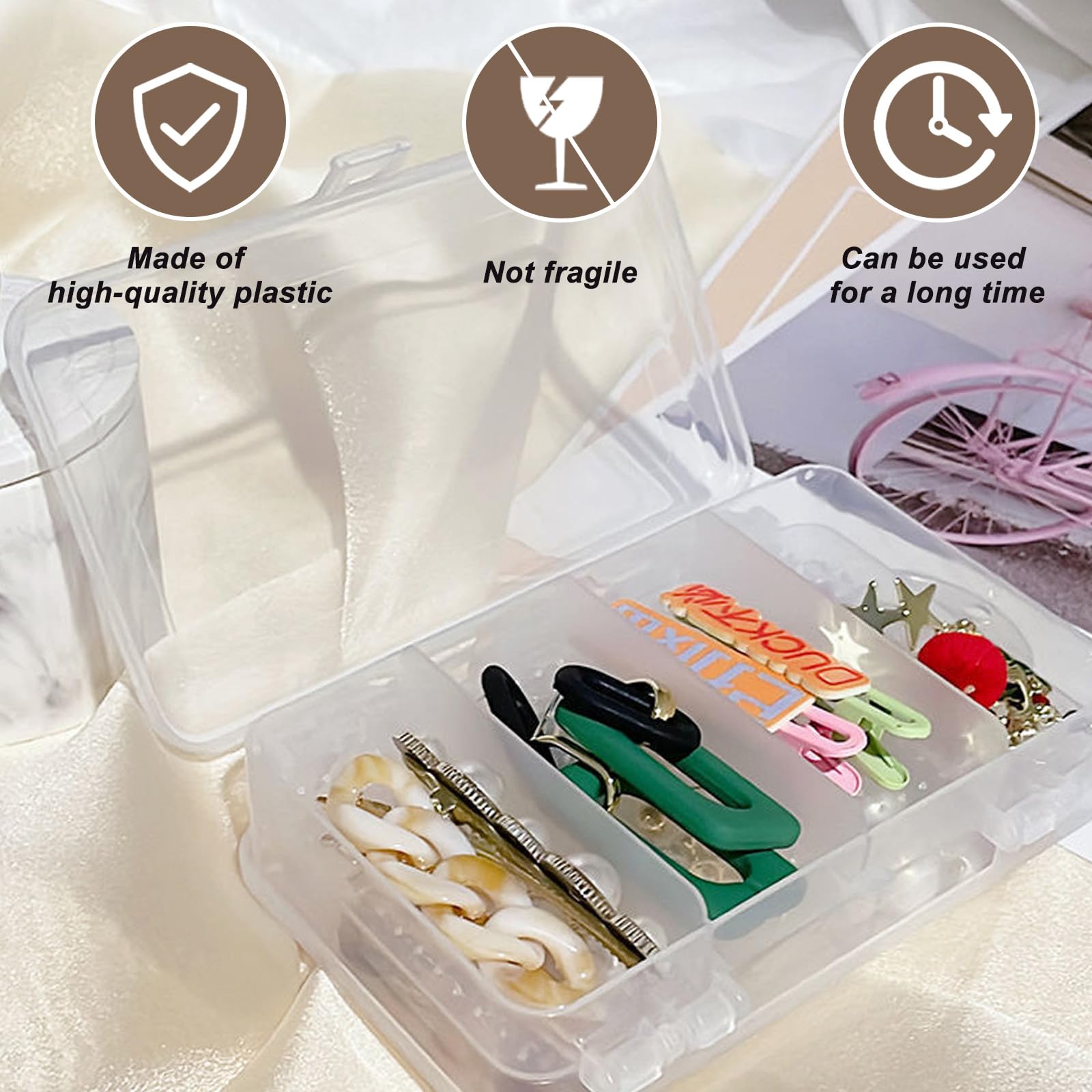 3 Pcs Earring Storage Box Organizer,Jewelry Storage Box Holder,Double Layer Plastic Small Clear Storage Box, Compartment Portable Jewelry Box Earring, Necklace,Hair Clip Organizer, Storage Jewelry Box