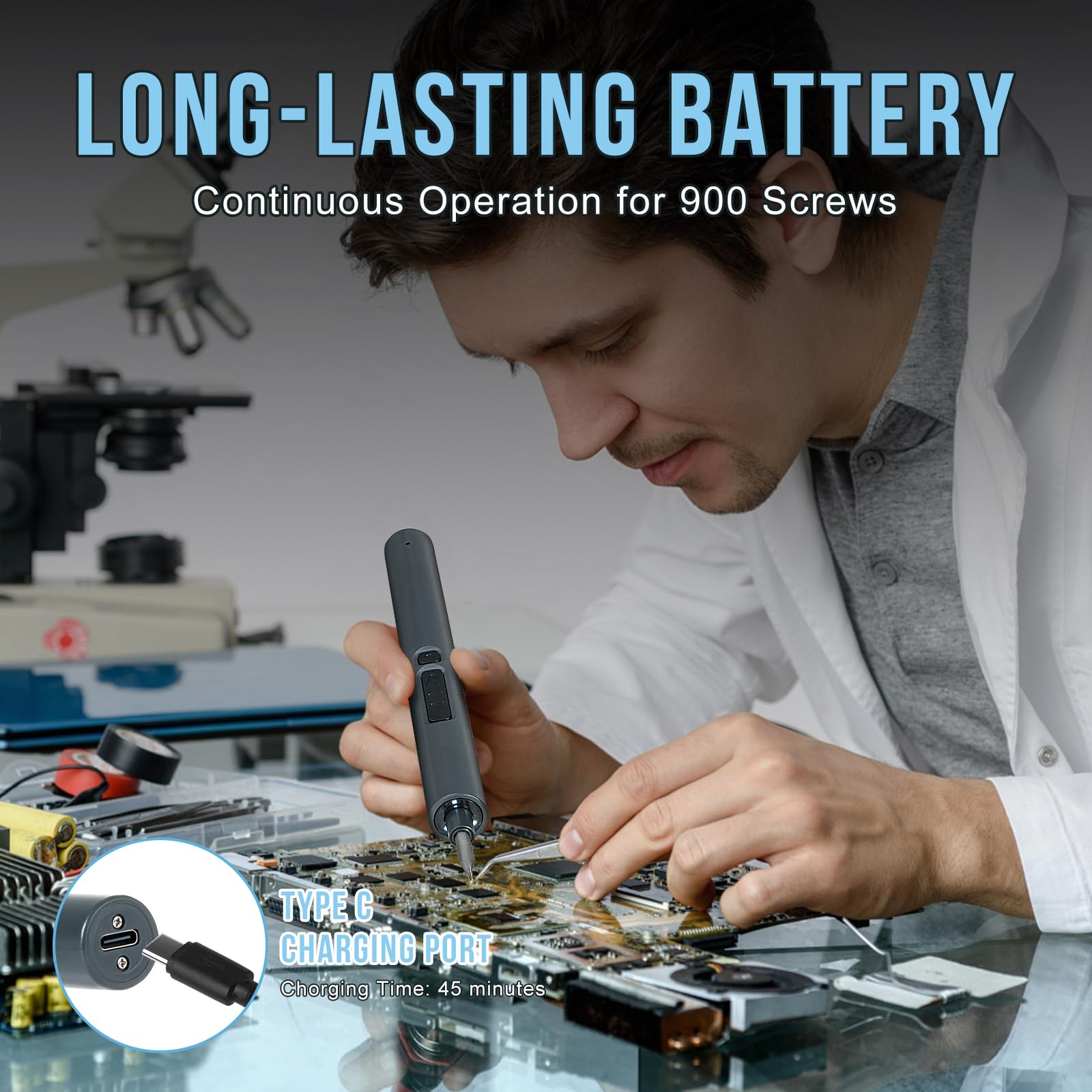 3.7V Mini Electric Screwdriver, 24 IN 1 Cordless LED Light Mini Screwdriver Set with 24 S2 Magnetic Bits, 2 Torque Settings, Precision Screwdriver Set Tool Set for Phone|PC|RC|Watch