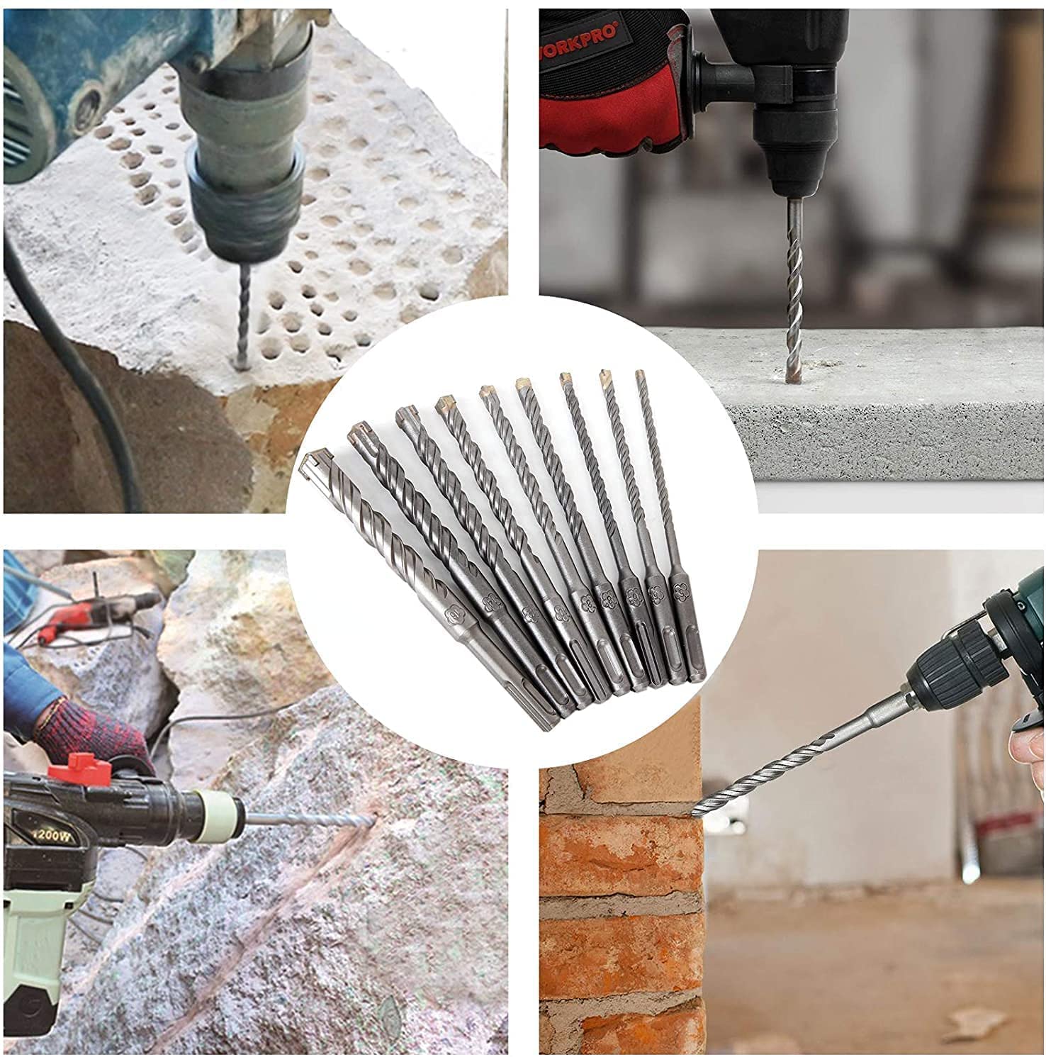 Utoolmart Masonry Drill Bit 25mm x 350mm Carbide Tipped Rotary Hammer Bit 9mm Round Shank for SDS Impact Drill 1Pcs