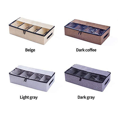 Shoe Storage Organizer,Underbed Shoe Storage Box,Transparent Box for Shoes,Underwear,Clothes,Boot Storage Organizer,Darkgrey